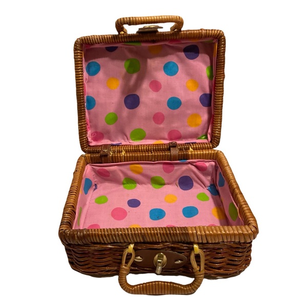 Accents | Adorable Small Carrying Basket With Pink Polka Dot Interior ...